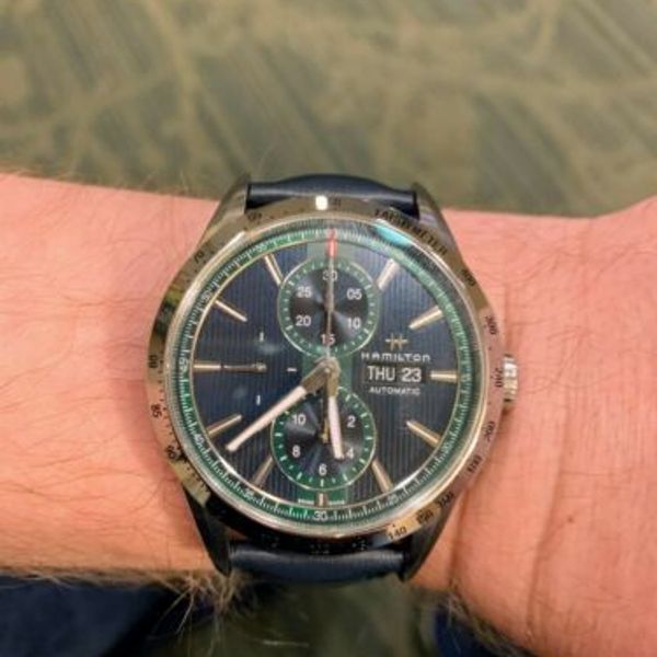 Hamilton Men's H43516641 Broadway Chronograph Blue/Green Dial 43mm ...