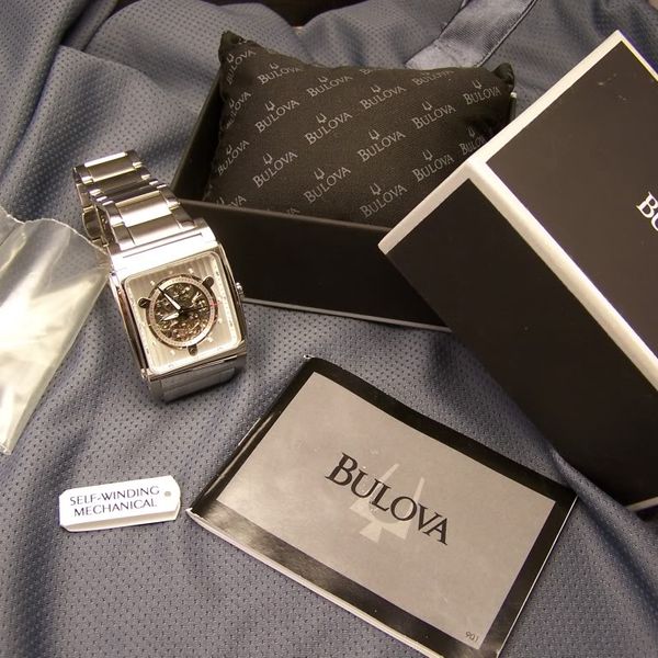 SOLD - Bulova BVA Automatic 96A107, semi skeleton, white dial ...