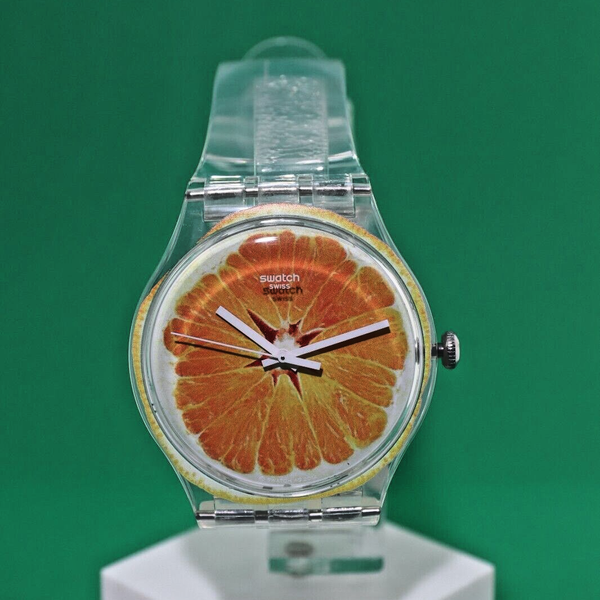 New Swiss Swatch Originals Vitamine Boost Orange Translucent Watch 41mm ...