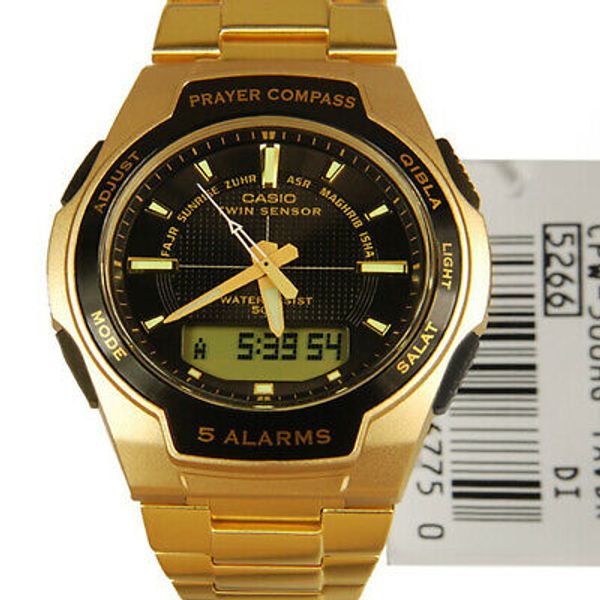 Casio QIBLA Islamic Prayer Compass for CPW500HG Gold Men's Watch New ...