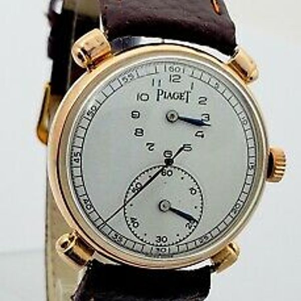 Vintage Piaget Regulator Doctors Watch 18kt Solid Gold Case Wire Lugs ...
