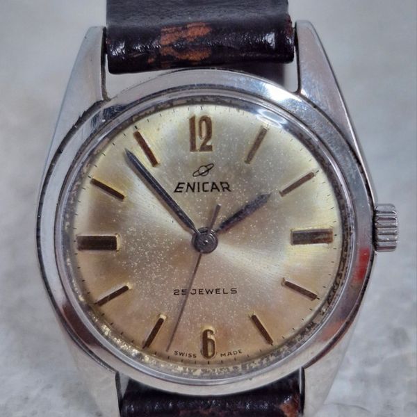 Old second hand ENICAR unisex manual winding watch for collection ...