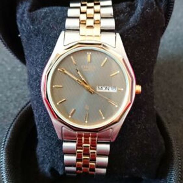 CITIZEN CQ QUARTZ TWO TONE SILVER/GOLD WATCH JUBILEE BRACELET 1102 ...