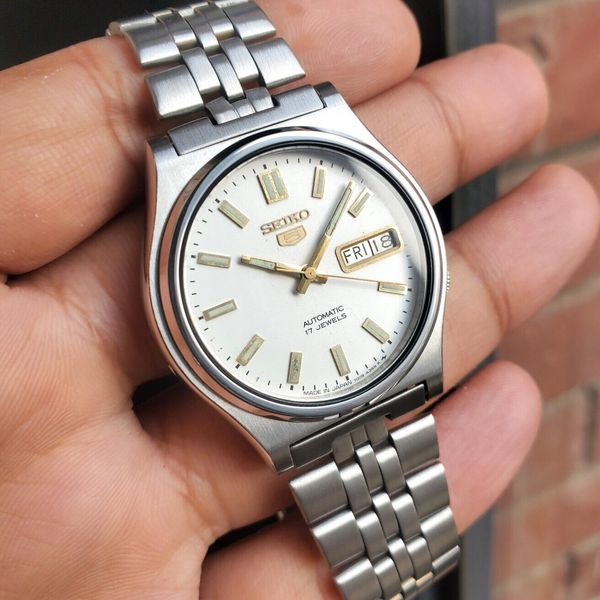 Seiko 1999 White Smooth Textured Sunburst dial Rare 7009 Automatic JDM ...