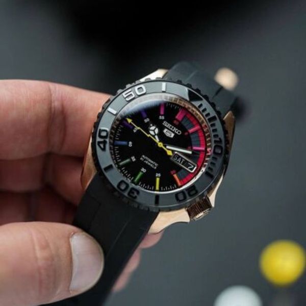 Rose gold/ black Rainbow Custom Seiko Mod Auto | WatchCharts Marketplace