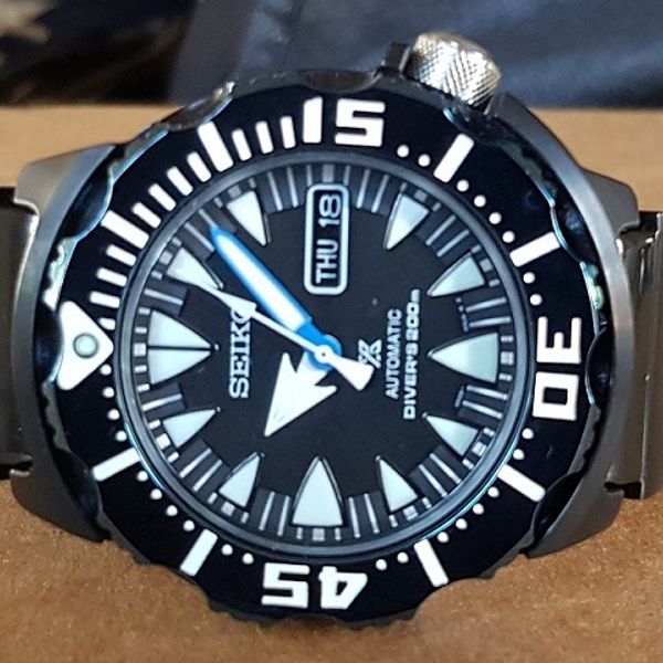 Seiko Monster SRP583 All black diver discontinued. OEM monster bracelet ...