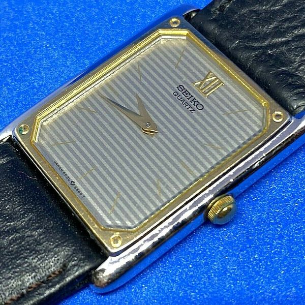 Vintage Seiko 6530 Men Ultra Thin Rectangle Analog Quartz Watch Hour ...