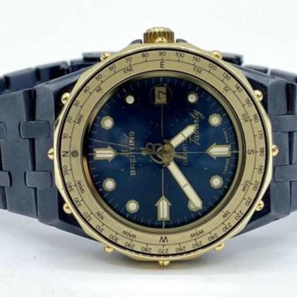 Vintage Breitling Tabarly 80770 Swiss Quartz Black Edition Watch With ...