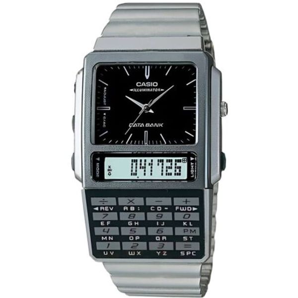 Casio Men's Ana-Digi Watch Databank Grey and Black Dial Calculator ABC ...