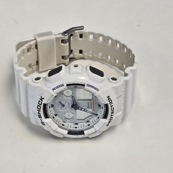 CASIO G-SHOCK GA-100A WHITE SPORT WATCH USED NEW BATTERY | WatchCharts ...
