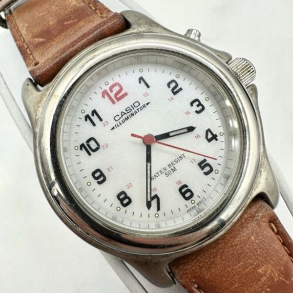 Vintage Casio Illuminator MTP-1140 Men's Watch, Tan Leather, Working ...