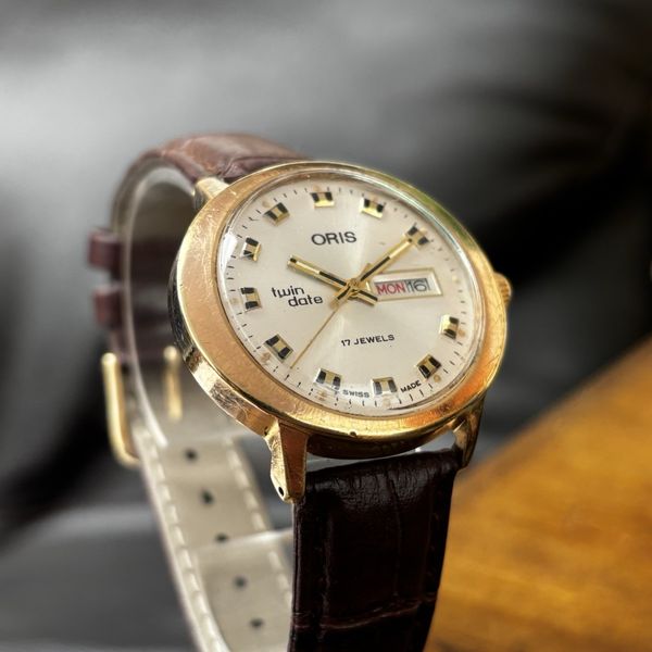 Vintage Retro 70â s Menâ s Oris Gold Plated Day Date Oval Mechanical ...