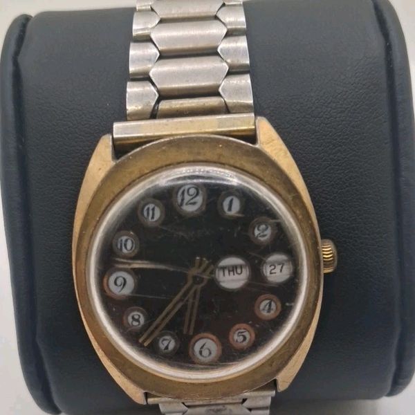 Vintage Timex Mechanical Day Date Watch - Marlin Telephone Dial ...