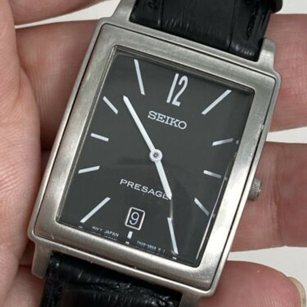 Seiko Presage Quartz 7N39-5B00 Date Black Dial Men's Watch New Band ...