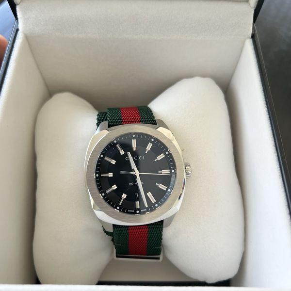 Gucci YA142305 Men's Swiss Quartz Black Dial Watch Green Red NylonÂ ...