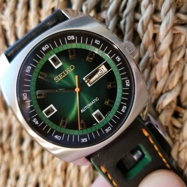 Seiko SNKM97 - Green Recraft on Custom Strap | WatchCharts Marketplace
