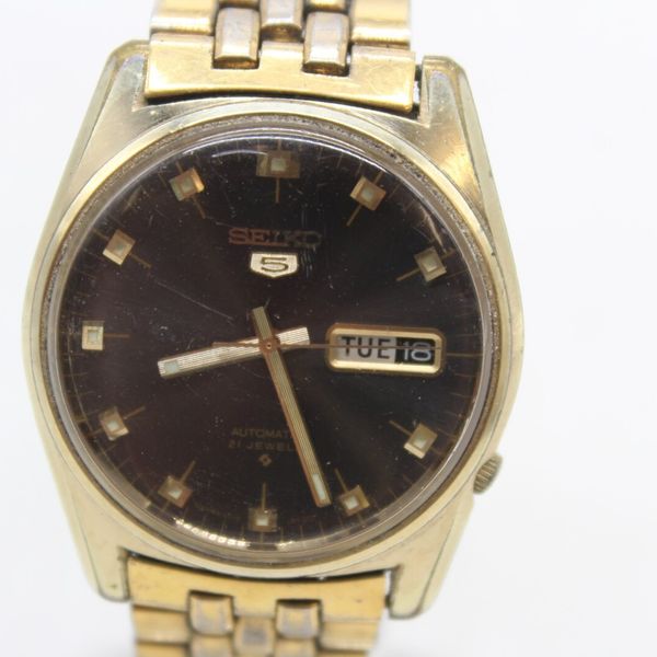 F Vintage Gents Seiko 5 Gold Tone Automatic Wristwatch Working ...