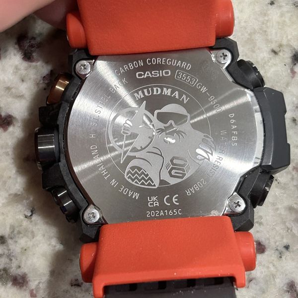 Casio Men's G-Shock Mudmaster GW-9500 -1A4 gray/red Resin Band Digital ...