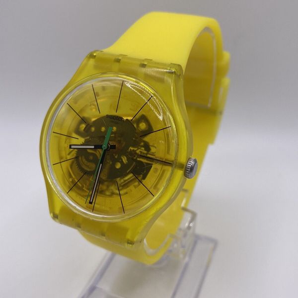 Swatch Swiss Menâ s Lemons Quartz Yellow Transparent Dial Wrist Watch ...