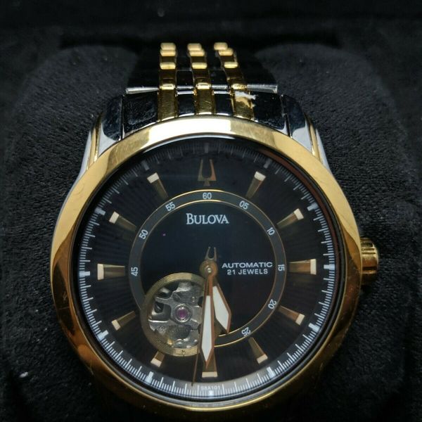 Bulova C977598 Automatic Stainless Steel Two Tone Black Gold Men's ...