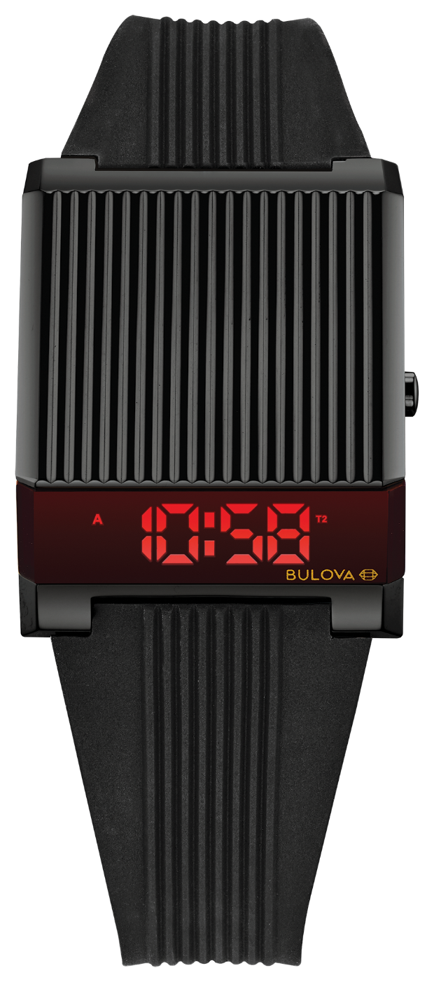 Bulova 98C135 Computron Black-Tone Stainless Steel Digital Retro Look ...