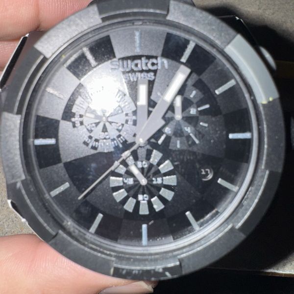 Swatch Chronograph Watch Black Rubber Band | WatchCharts Marketplace