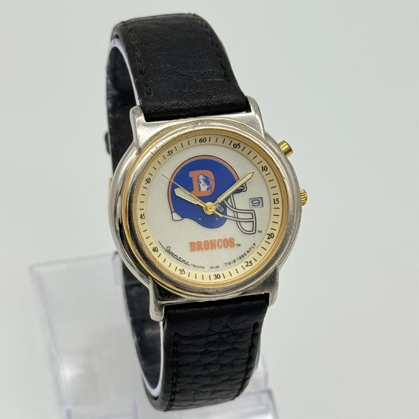 Vintage 1996 Men's BULOVA Sportstime Denver Broncos Watch, 37mm, Black ...