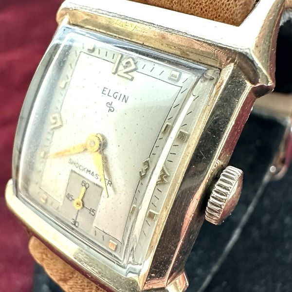 SUPER RARE 1950s ELGIN Durapower Watch Shockmaster 10K Gold Plated ...