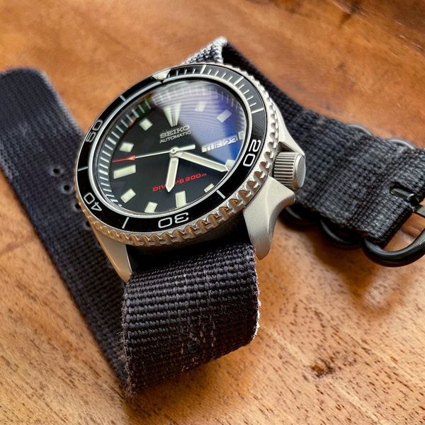 Seiko Mod SKX173 Automatic w/Planet Ocean Bezel Domed Bead Blasted ...