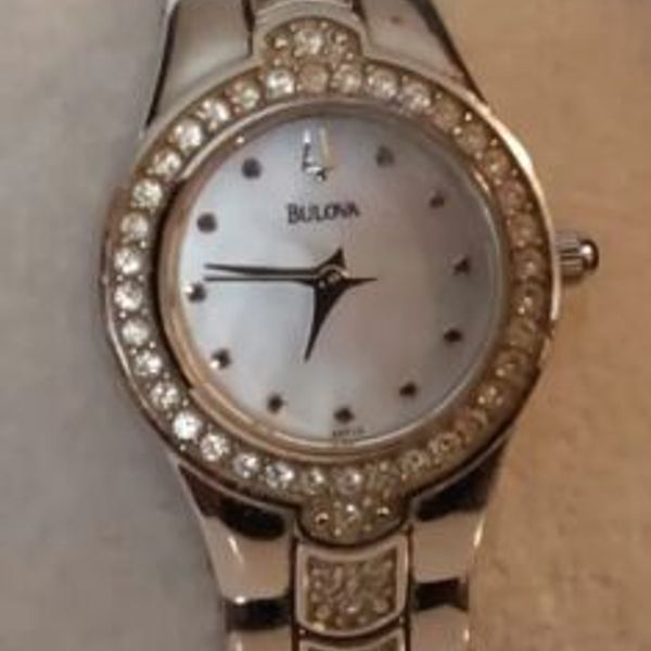 BULOVA Ladies A8 Watch 96T14 Mother of Pearl w/ Diamond Accented Dial ...