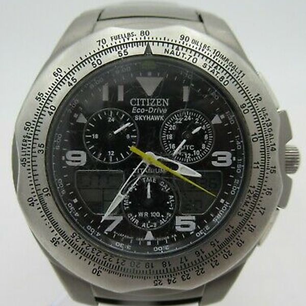 Citizen Eco Drive Skyhawk Titanium JR3060-59F Chronograph World Time ...