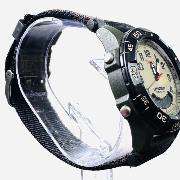 Timex Expedition WR100M Watch Analog Digital Alarm Indiglo Black Bezel ...