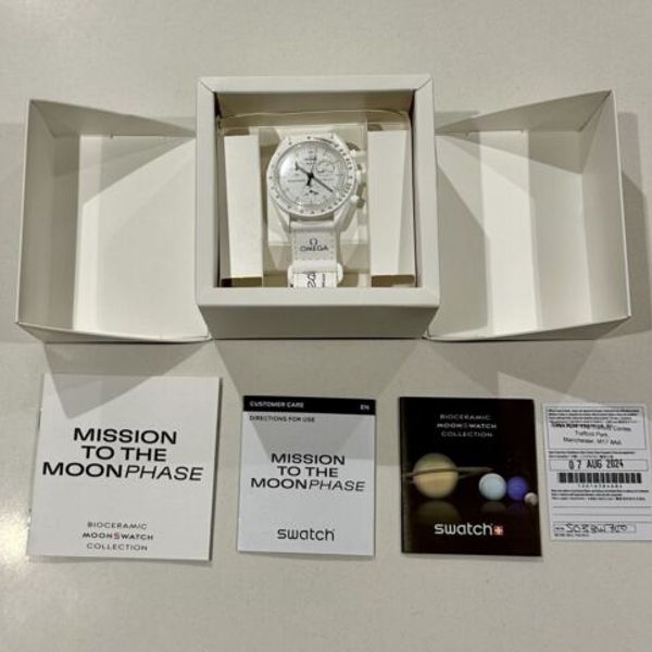 Swatch Omega Moonswatch Mission To The Moonphase White Snoopy Full Moon ...