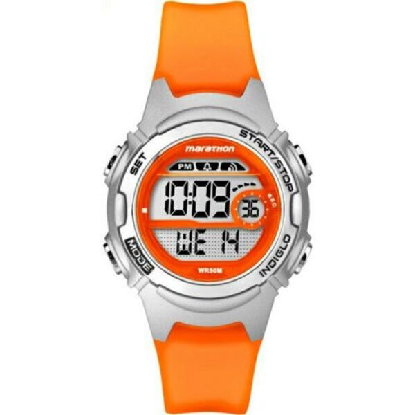 Marathon by Timex Women's TW5K96800 Mid-Size Orange/Silver-Tone Resin ...