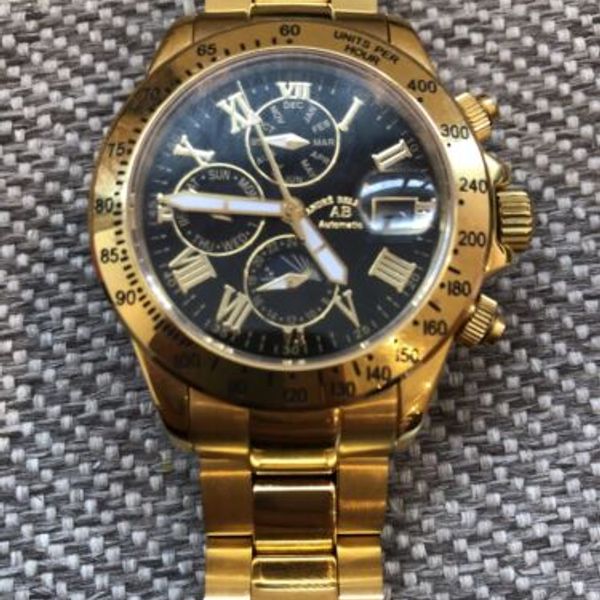 Men’s André Belfort AB-8110 Gold Metal Automatic Bracelet Watch ...