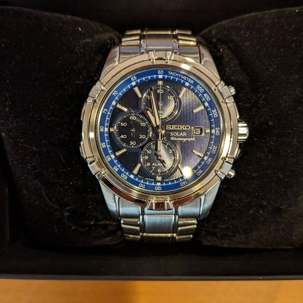 Seiko SSC141 SSC 141 Solar Chronograph Watch Excellent Condition Full ...