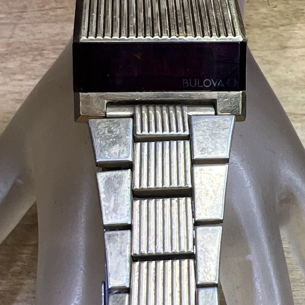 Vintage Bulova Computron Mens Digital LED Wrist Watch Gold Plate Needs ...