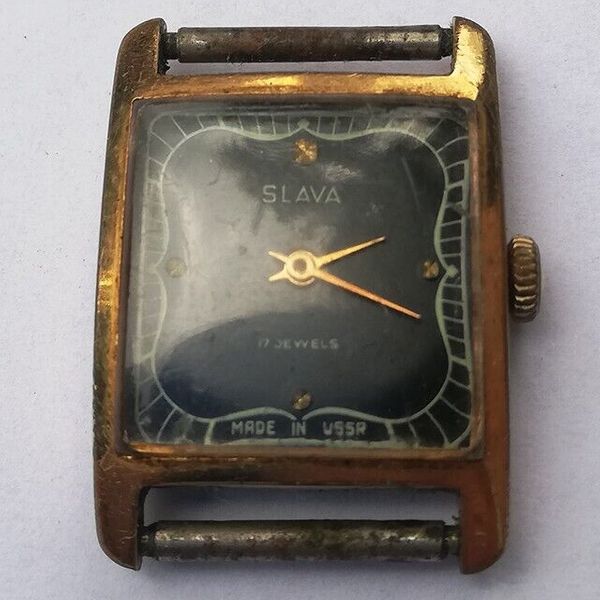 Slava Gold-Plated around 1950 Rare USSR Wristwatch! vintage watch ...