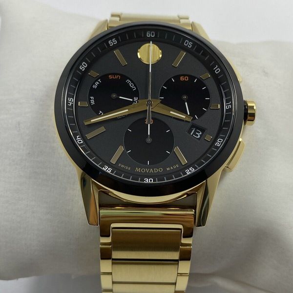 Movado Museum Sport Chrono Quartz Gold PVD Stainless Steel Men's Watch ...