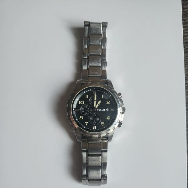 Fossil Men's Dean Black Dial Stainless Steel Quartz 45mm Watch 45mm ...