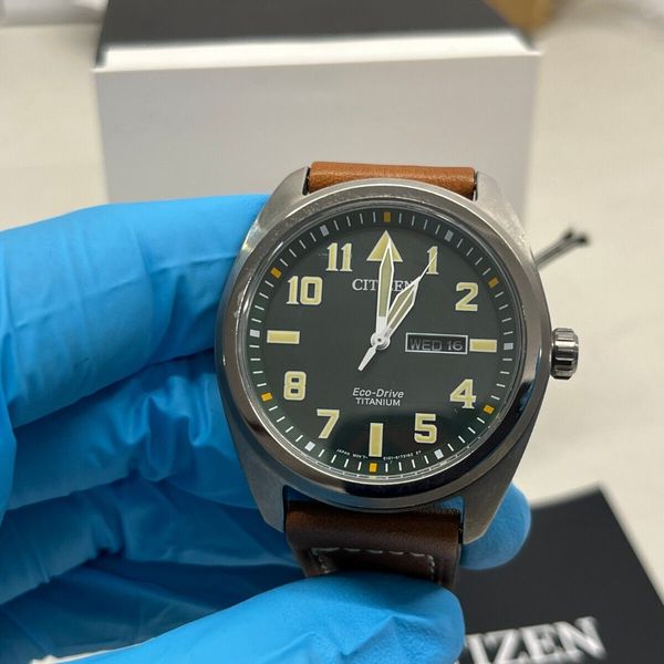 Citizen Eco-Drive Avion Super Titanium Green Dial Men's Watch BM8560 ...