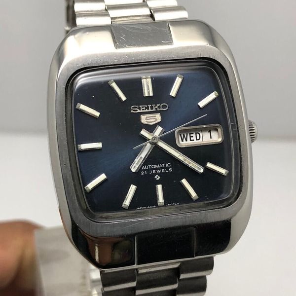 Vintage Seiko 6319-5050 Automatic 21 Jewels Blue Dial Men's Wristwatch ...