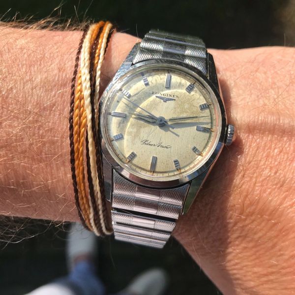 Vintage 1950's Longines silver arrow 17J cal 23 ZS watch with original ...