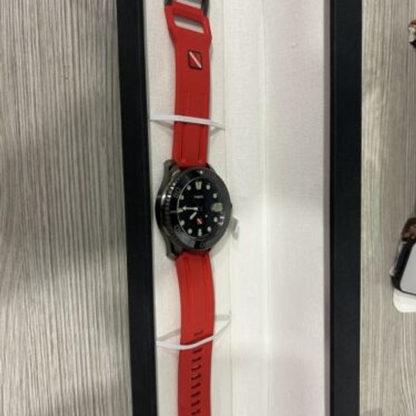 Timex Red Mens Analogue Watch Deep Water Tiburon Automatic ...