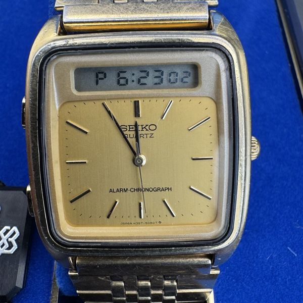 Seiko H357-5020 Gold Alarm Chronograph Vintage 80â s - James Bond ...