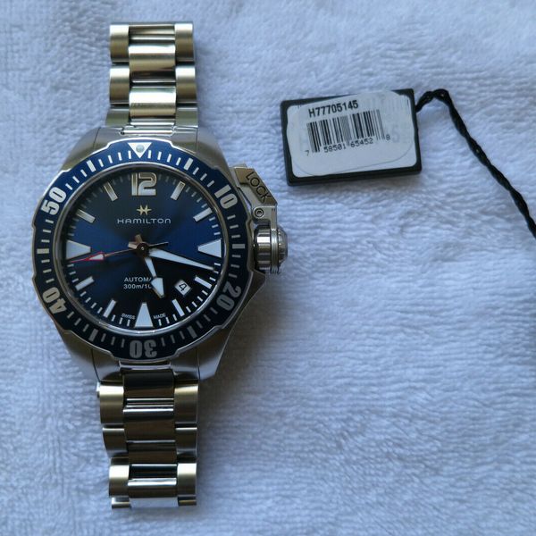Hamilton Khaki Navy Frogman Automatic Blue Dial Men's Watch H77705145 ...