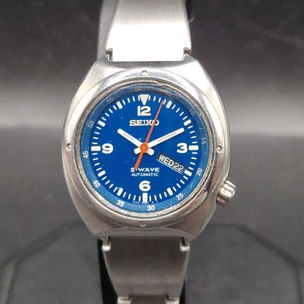 SEIKO S-WAVE 4206-0740 Ladies/Boys Automatic WR100M Watch Day/Date c ...