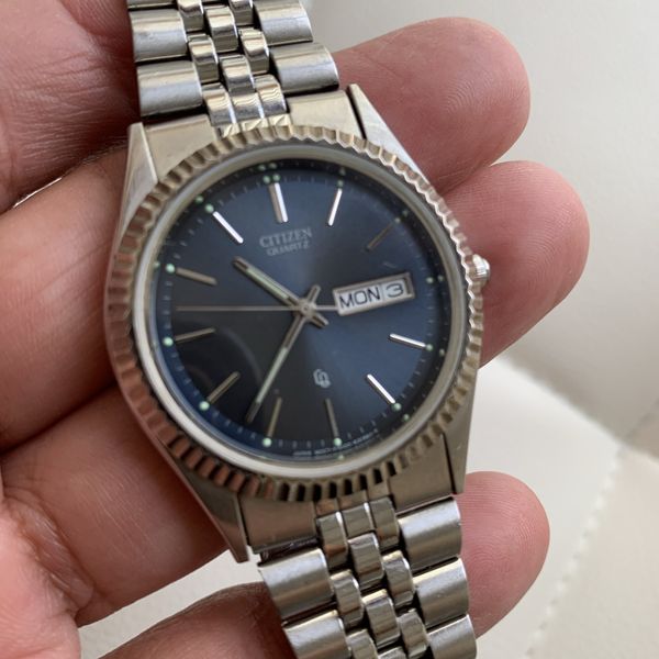 Vintage Citizen Quartz 6100-R01037 Blue Dial Day/Date Japan ...