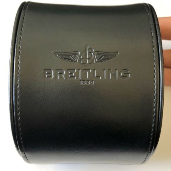++ FACTORY BREITLING WATCH BOX LEATHER TRAVEL CASE HOLDER BLACK COLOR ...