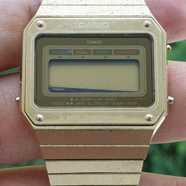 Casio Dual Time Mod.145 SA-430G Gold Japan Vintage Digital Watch parts ...